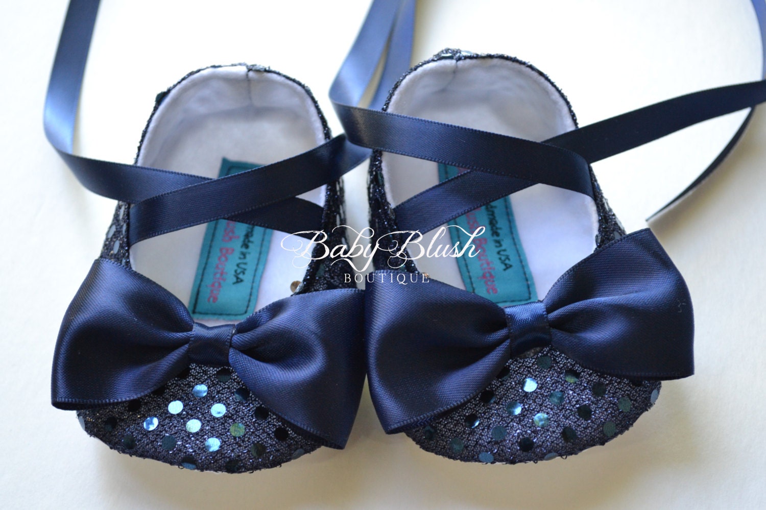 Navy Blue Sequin Baby Shoes Baby Ballerina Slipper | Etsy