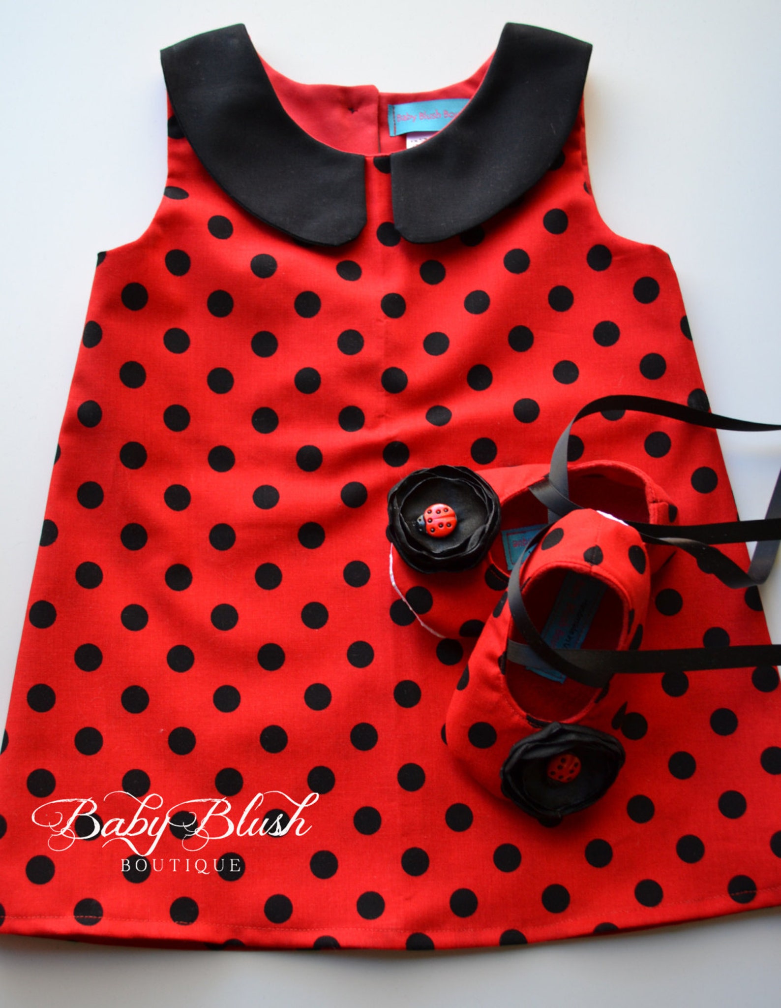 Ladybug Retro Red Black A-line Dress Shoes Set Infant Outfit - Etsy
