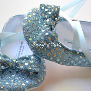 Light Blue Sequin Baby Shoes Baby Ballerina Slipper - Etsy