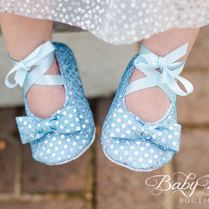 Light Blue Sequin Baby Shoes Baby Ballerina Slipper - Etsy