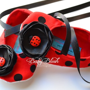 Ladybug Red With Black Polka Dots Baby Shoes Soft Ballerina - Etsy