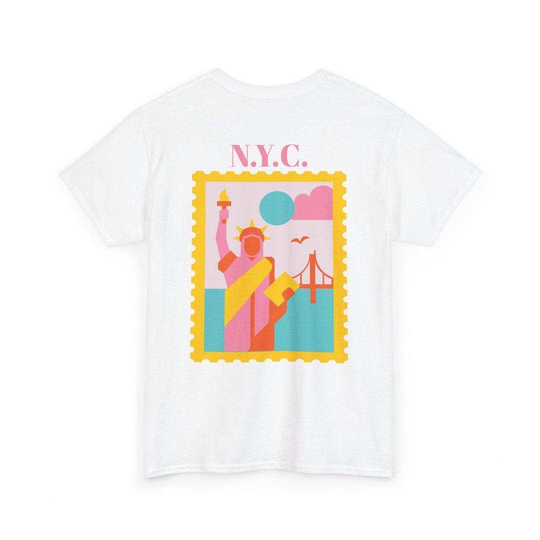 NYC Pink Lady Liberty Postage Stamp Unisex Tee, New York City T-shirt ...