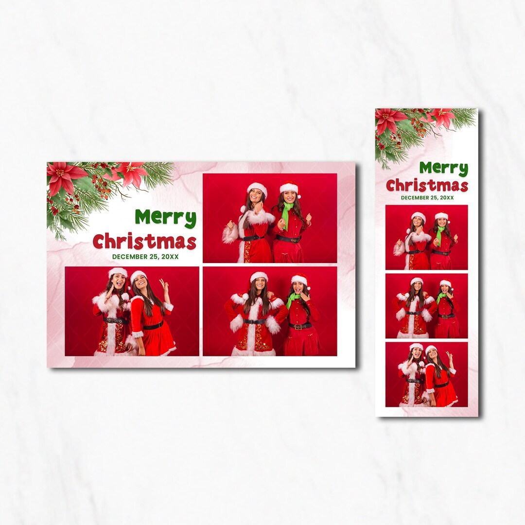 Christmas Holiday Photo Booth Template Winter Photobooth Editable ...