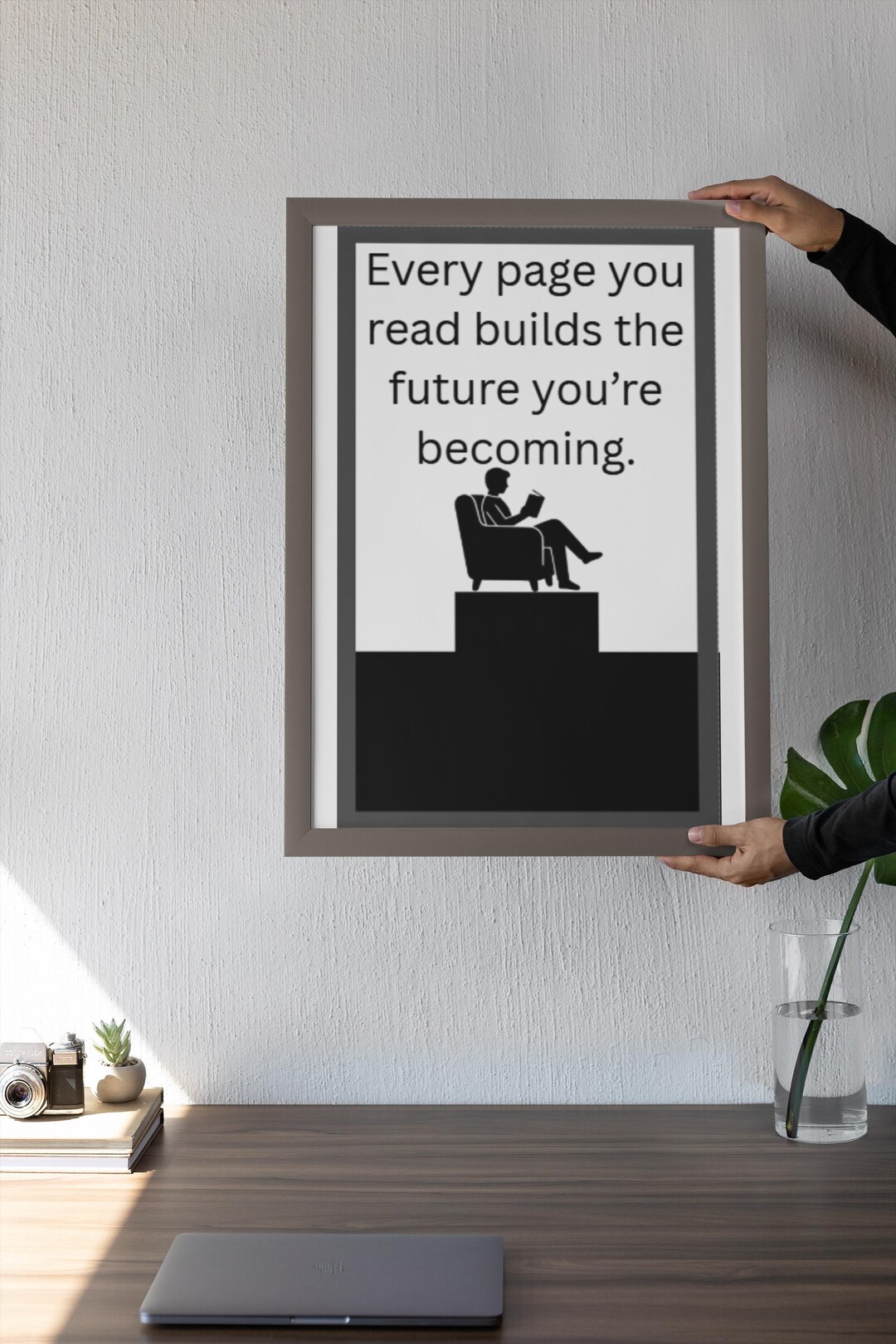 Reading Quote Poster, Black and White Motivational Wall Art (instant ...