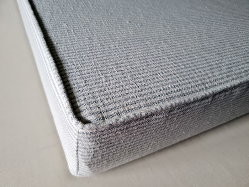 Ticking Stripe Bench Seat Cushions Made to Order - Piped, Buttons and ...