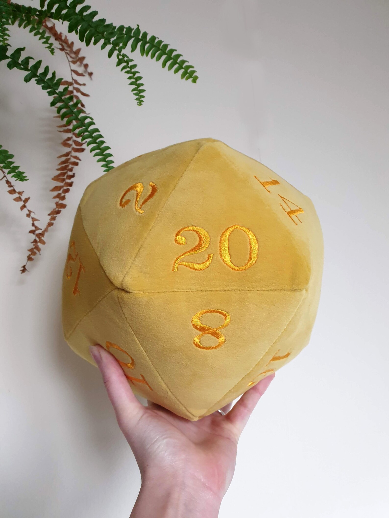 Giant Plush Velvet D20 Dice. Deluxe Giant Dice in a Daffodil Yellow ...