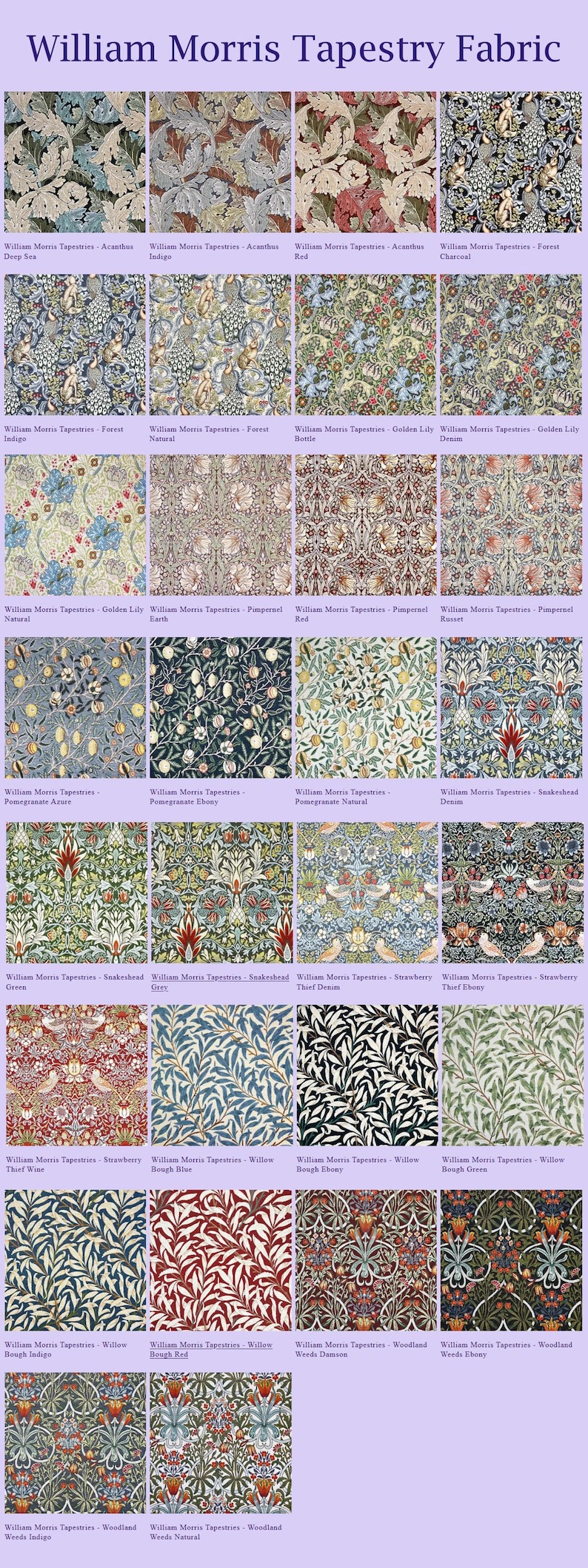 William Morris Bench Cushions Made to Order - Lots of Other Designers ...