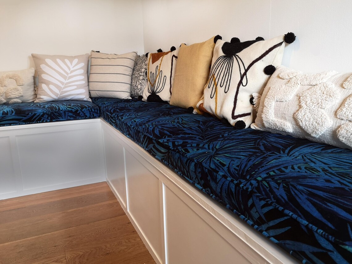 Velvet Bench Cushions Made to Measure, Lots of Fabric Options - EXAMPLE ...