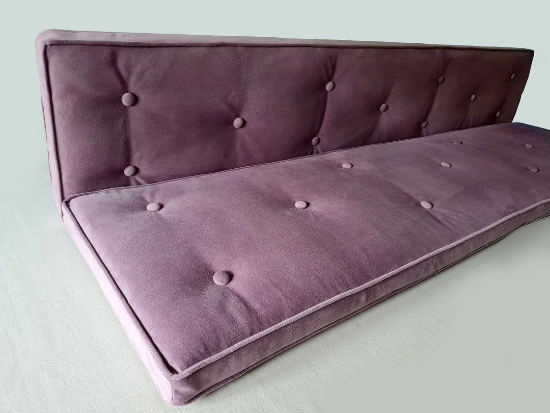 Velvet Buttoned Bench Cushions Made to Order - Stain Resistant Fabric ...