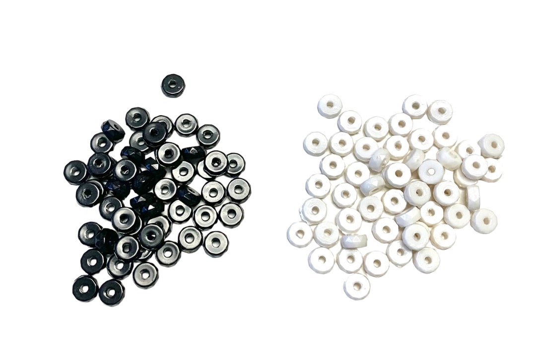 6MM Faceted Acrylic Disc Beads: Black or White Rondelle Spacers (50 Pcs ...