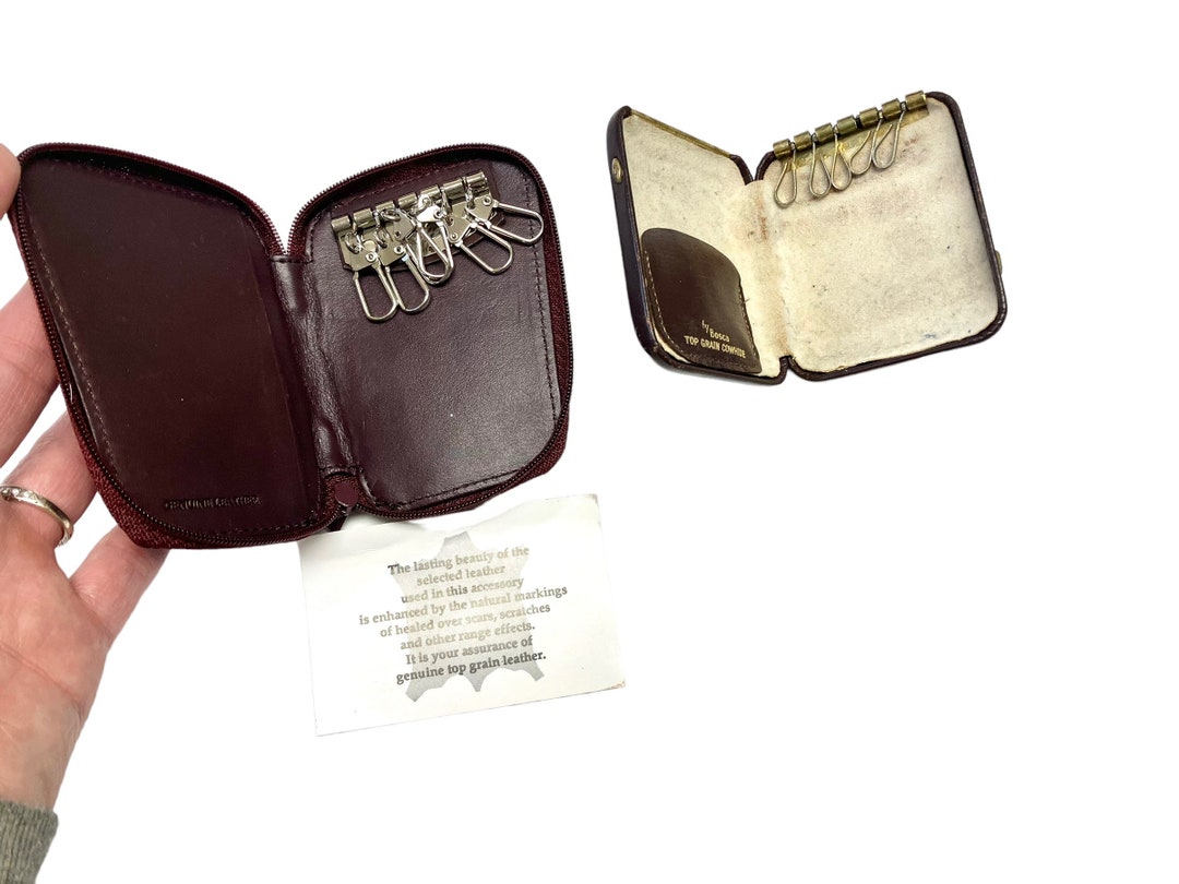 Vintage Leather Key Holder Case Set of Two One Hard Side One Soft Side ...