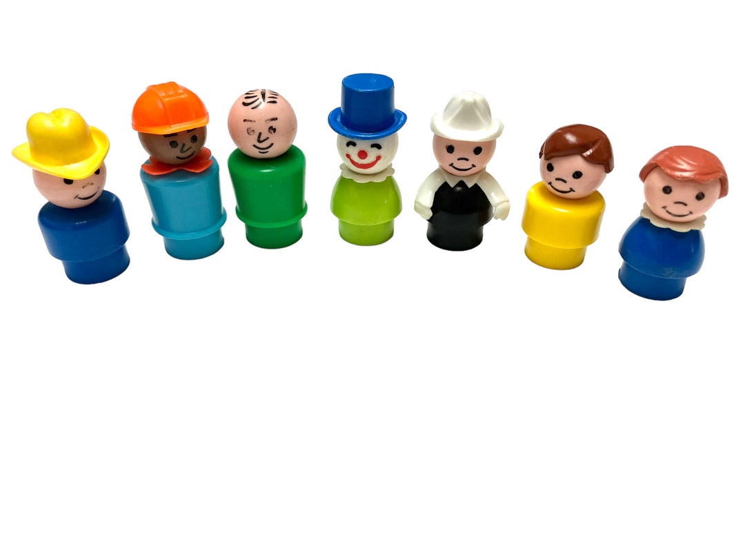 Vintage Little People Set of 7 Unique Figures Clown Construction Worker ...