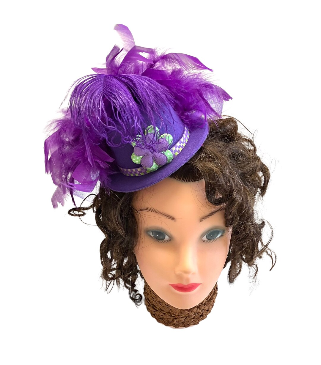 Purple Fascinator Mini Top Hat Head Piece Miniature Hat - Etsy