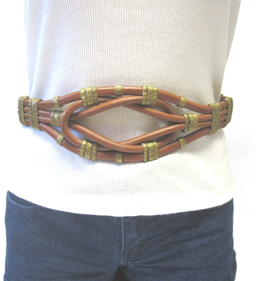 Wide Brown Leather Belt Vintage Brass Corset Warrior Cosplay Bohemian ...