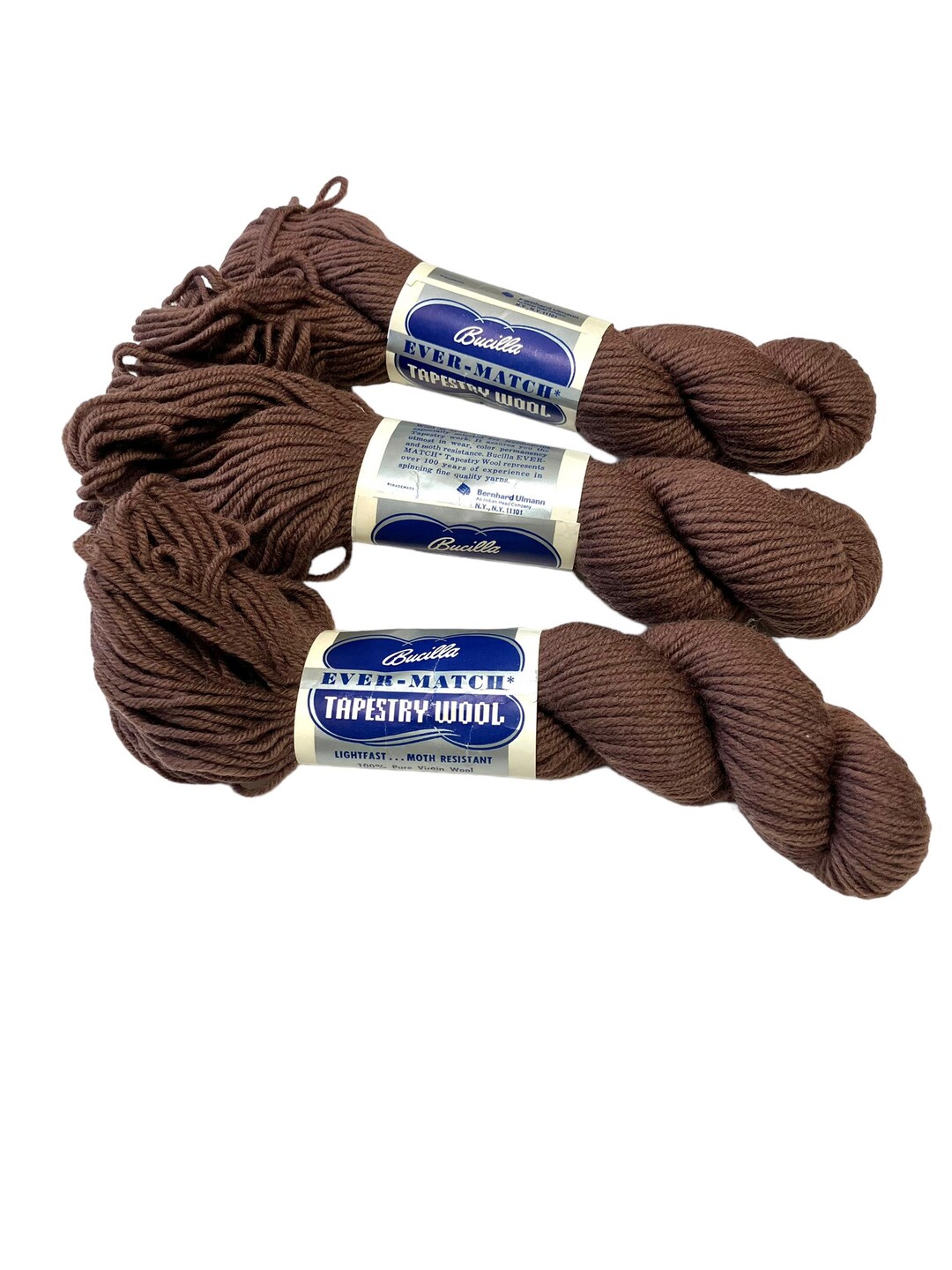 Vintage Bucilla Virgin Wool Yarn 300 Yards Brown Ever Match Needlepoint ...