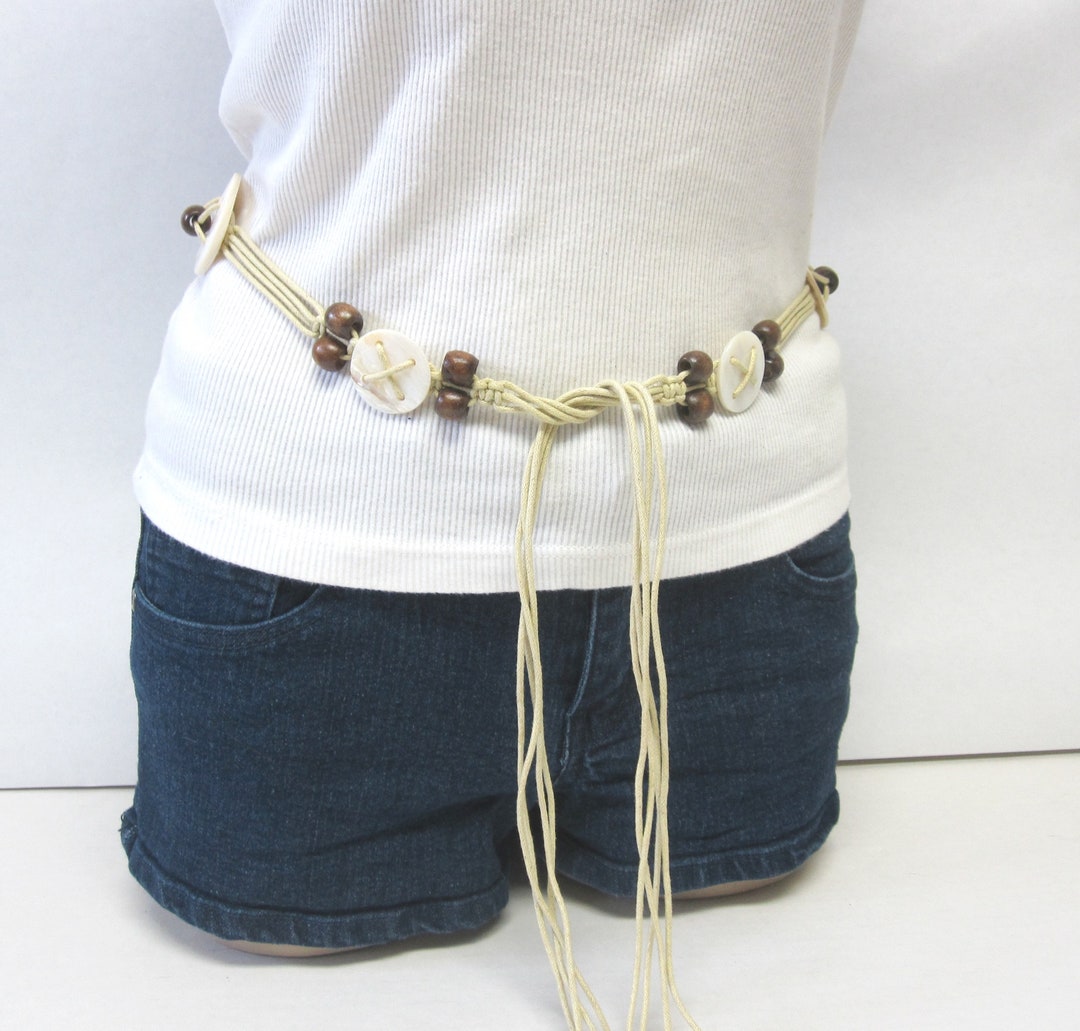 Macrame Fringe Belt Shell Beaded Vintage Belt Hippie 60's B3 - Etsy