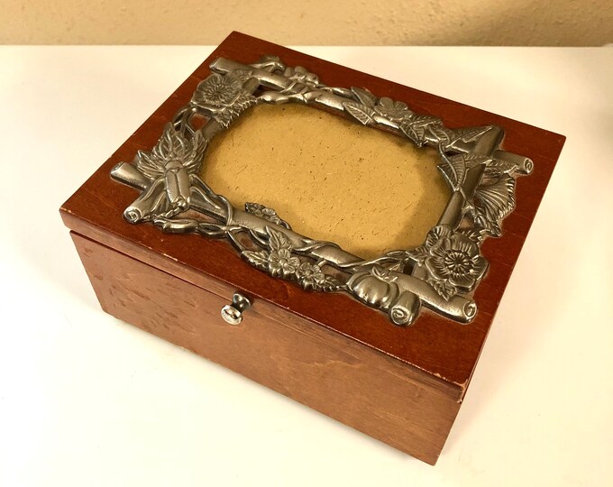 Vintage Photo Top Jewelry Box Picture Frame Jewelry Box Valet Cuff Link ...