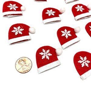 Lot of 14 Miniature Santa Hat Felt Sticker Stick on Craft Supplies Doll ...