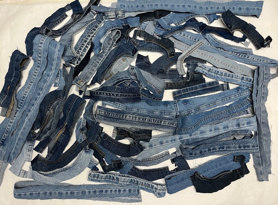 Denim Jeans Seams Scraps One Pound Lot Blue Jean Repurposed for Crafts ...