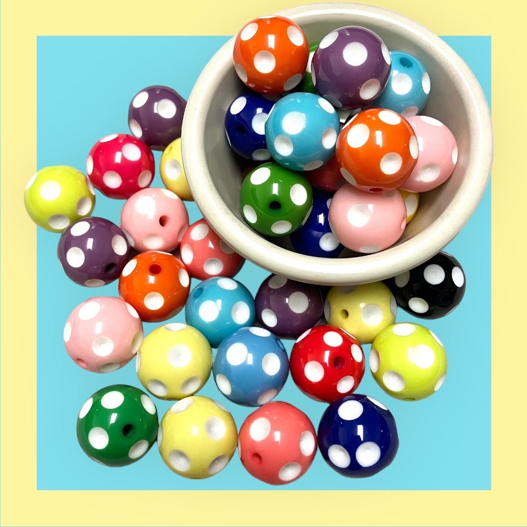 Polka Dot Gumball Beads 36 per Pack 20mm 2mm Hole Random Color Mix Assortment BB3 - Etsy