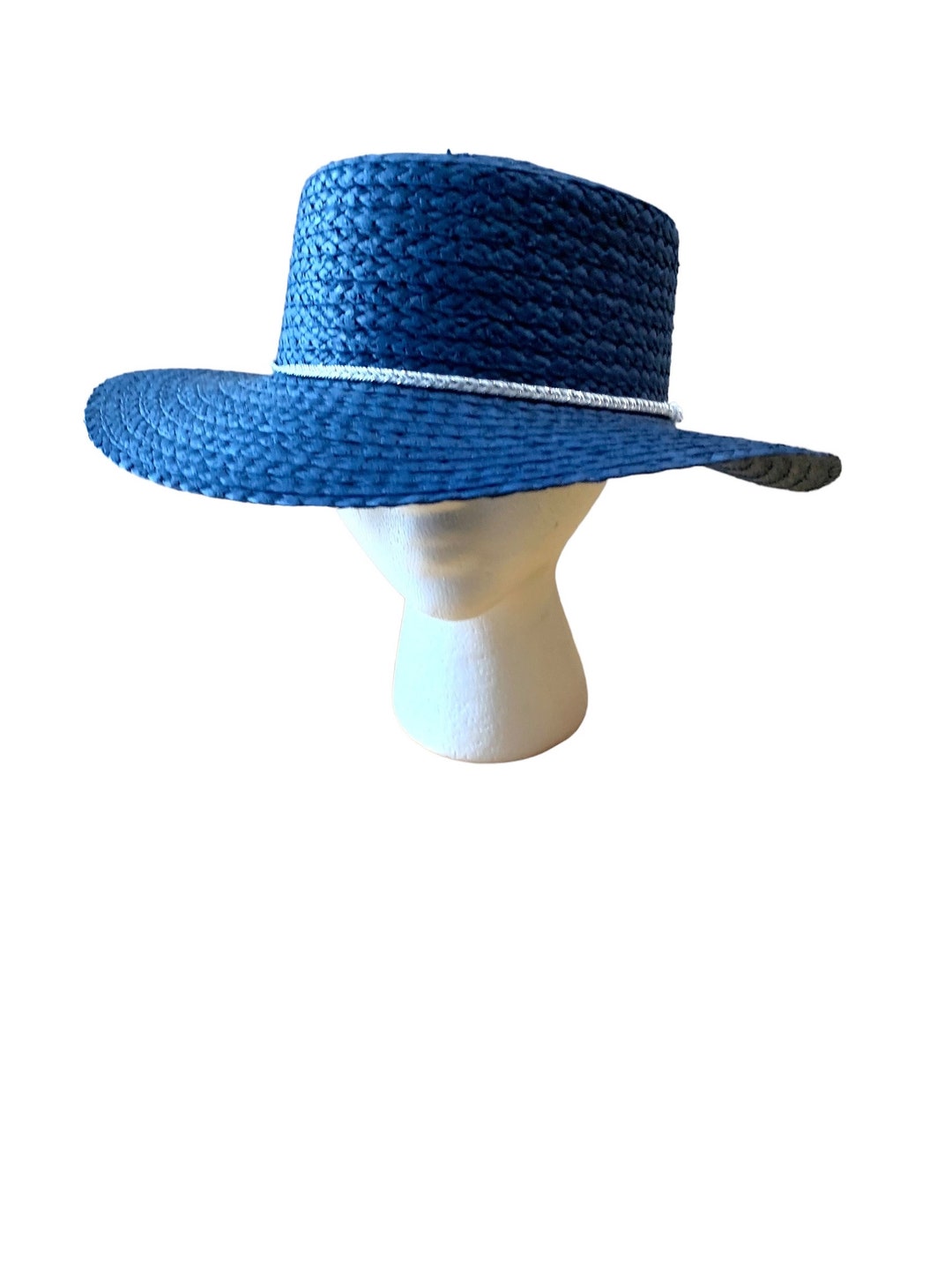 Blue Flat Top Bolero Style Cowboy Hat Natural Fiber Sun Hat Straw - Etsy