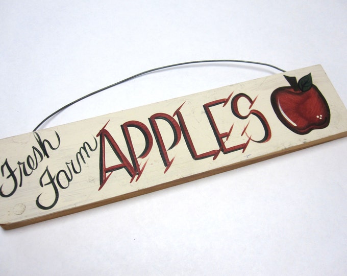Wooden Sign -fresh Farm Apples - Etsy