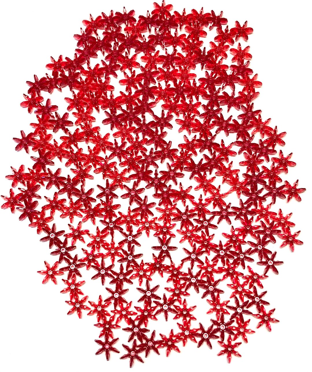 Stacking Star Beads 200 Red Vintage Cartwheel Starflake Acrylic 20mm ...