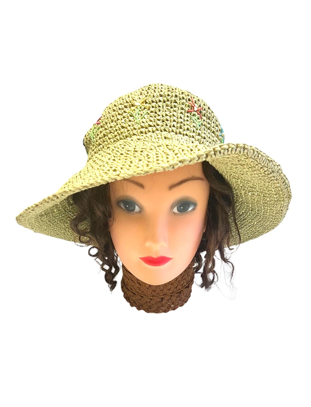 Sage Green Hat Bucket Hat Crocheted Hat With Flowers Shapeable - Etsy
