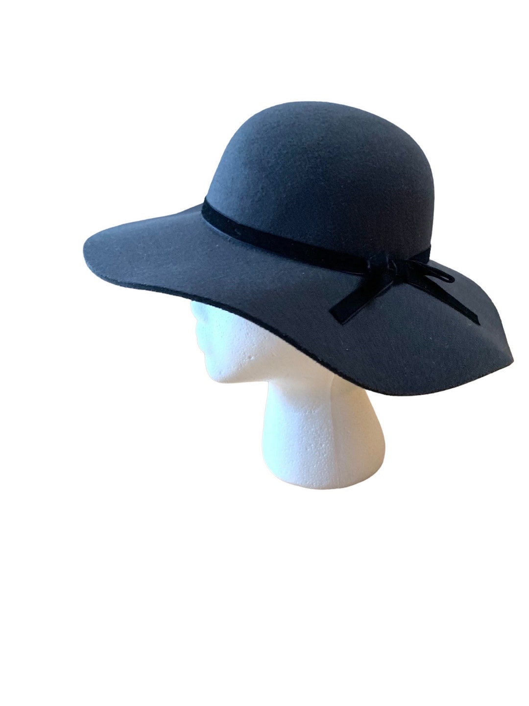 Womans 70's Style Gray Hat Floppy Brim Hippie Hat Small Adult / Child ...