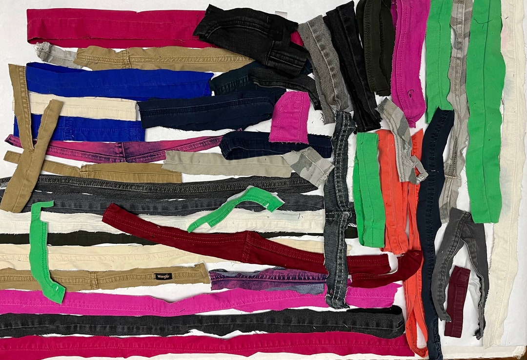 Denim Jeans Seams Scraps One Pound Lot Colorful Jean Repurposed for ...