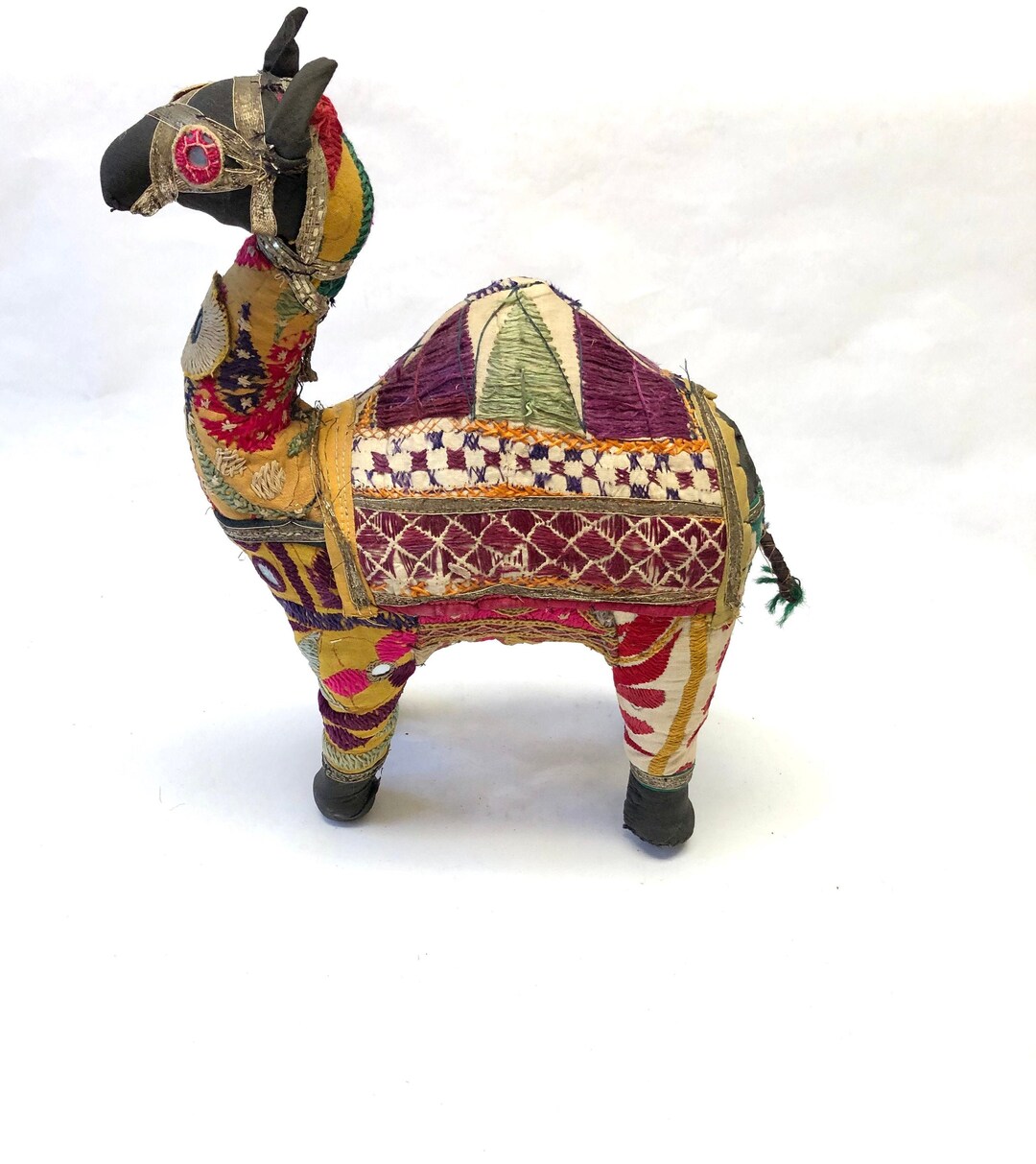 Mid-20th Century Vintage India Folk Art Shisha Embroidery Camel ...