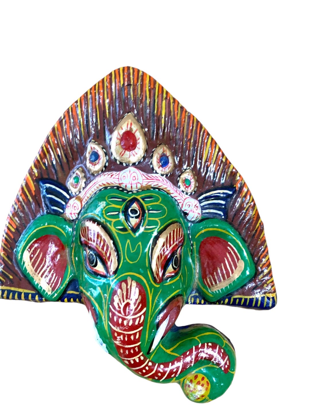 Ganesh Mask Wall Hanging Son of Lord Shiva Hindu Buddist Handpainted - Etsy