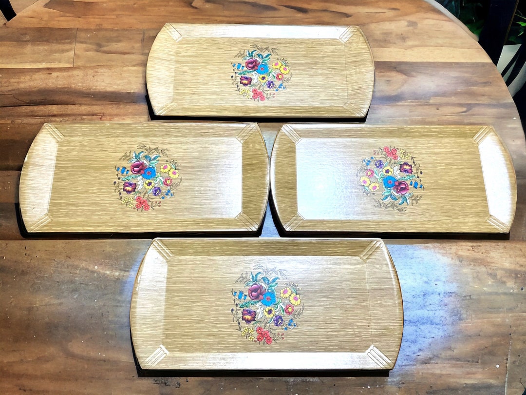 Hasko Lap Tray Floral Design Set of 4 - Etsy