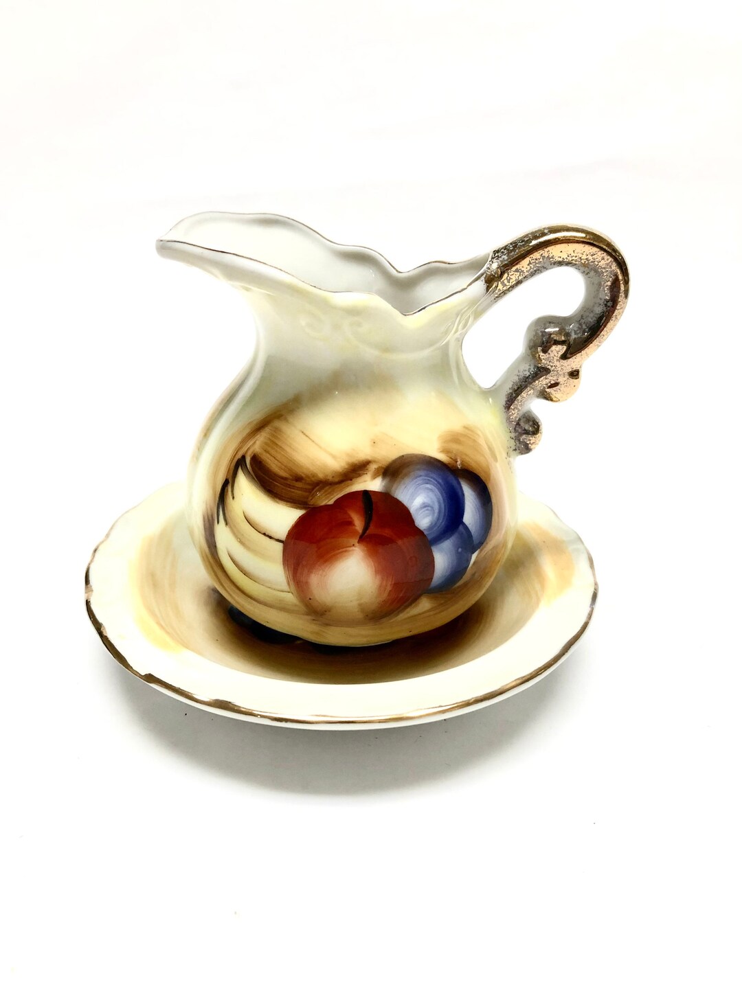 Small Pitcher and Bowl Set Japanese Hand Painted Gold Trimmed - Etsy