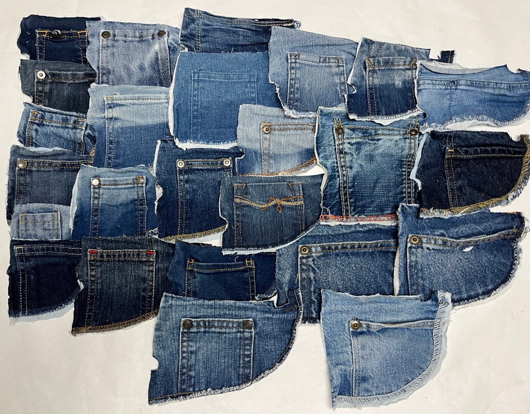 Denim Jean Pockets Salvage Lot of 25 Mini Coin Pockets Small Jean ...