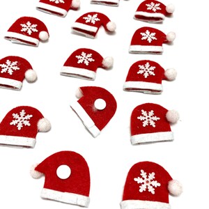 Lot of 14 Miniature Santa Hat Felt Sticker Stick on Craft Supplies Doll ...