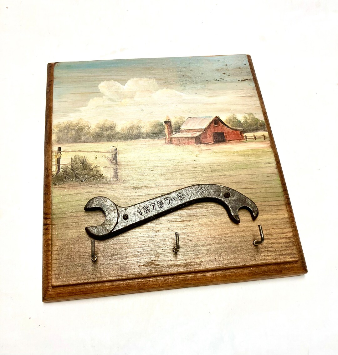 Farmhouse Key Holder Antique IH Tractor Wrench Attached Gift for Him ...