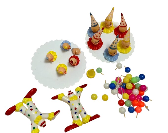 Vintage Wilton Cake Topper Derby Clowns Balloons Pillars Stand 50+ PC ...