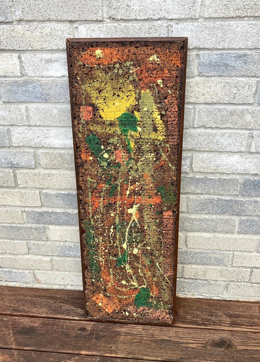 Large Cork Abstract Painting Pollock Style Abstract Mid Century Done on ...