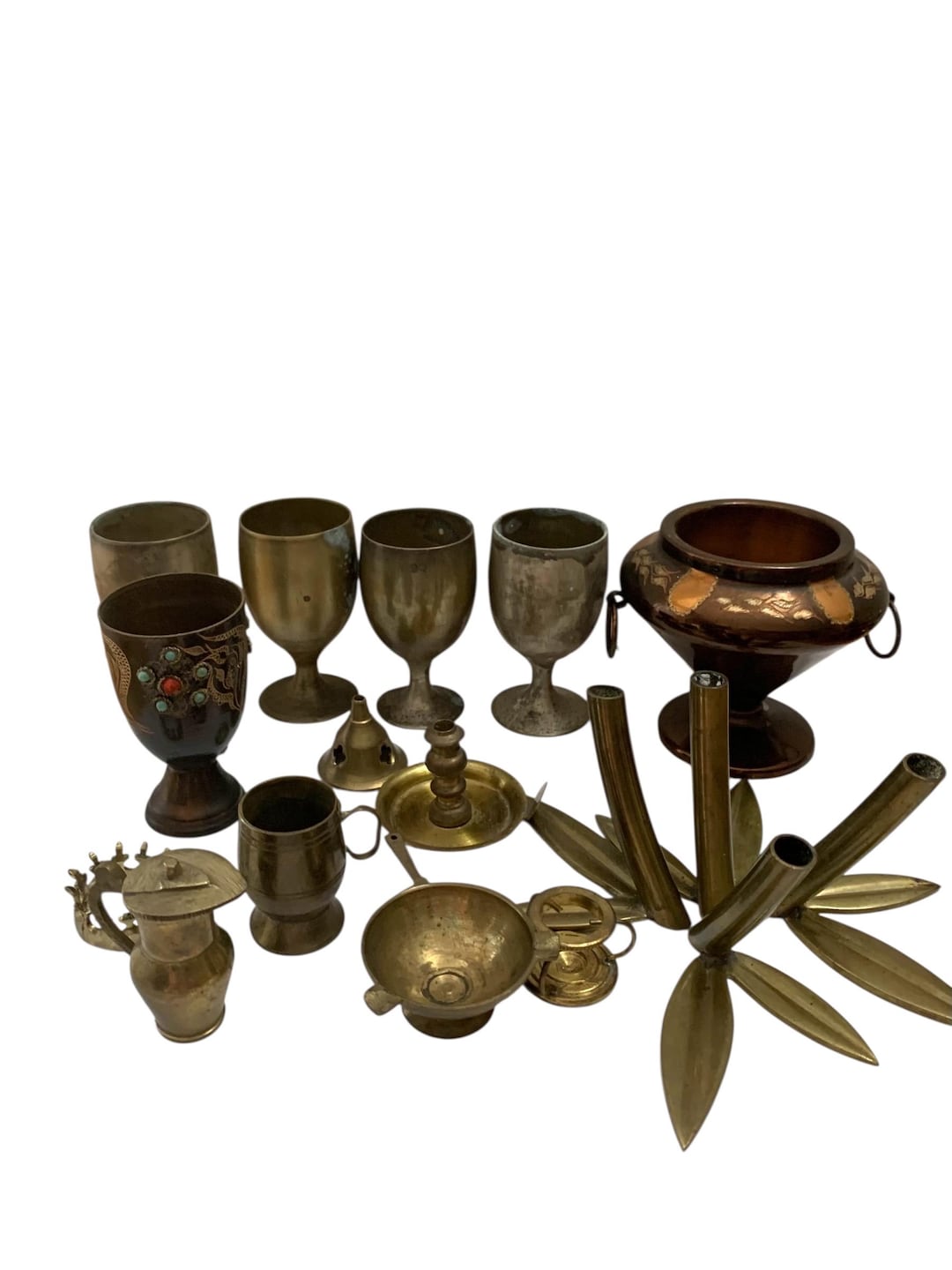 Vintage Metal Goblets Brass Dishes Miniature Small Assorted Copper ...