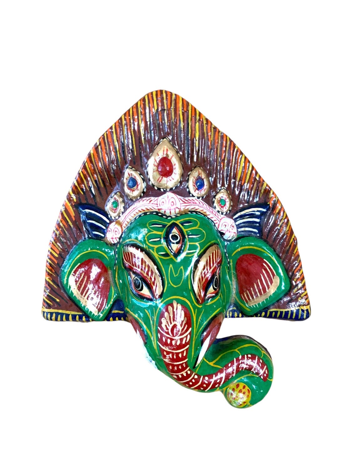 Ganesh Mask Wall Hanging Son of Lord Shiva Hindu Buddist Handpainted - Etsy
