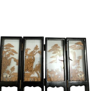 Chinese Cork Diorama and Table Screen White Peacock Mating Pair Vintage ...