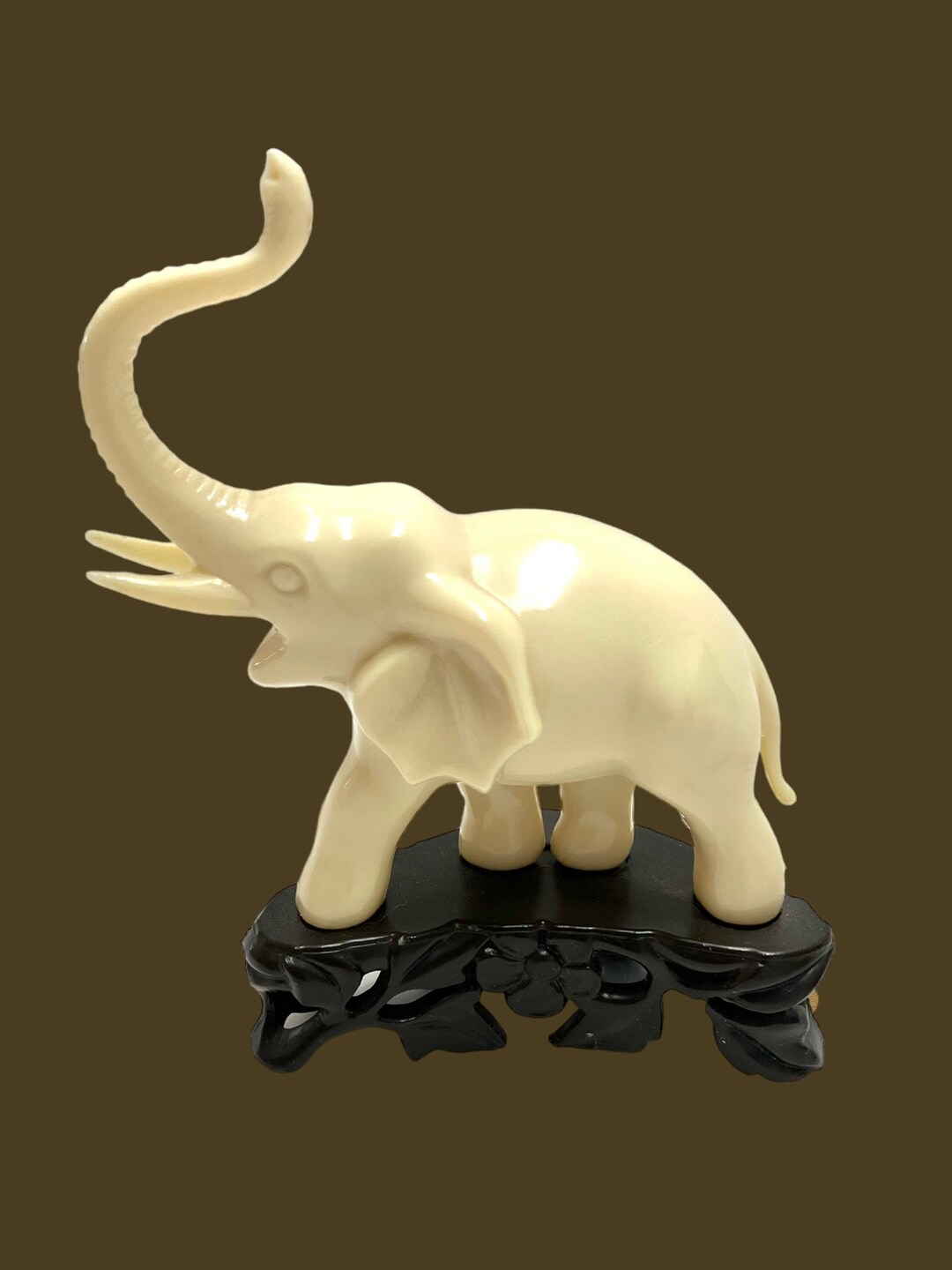 Vintage 60's Plastic Elephant Figurine Vita Hong Kong Trunk up Elephant ...