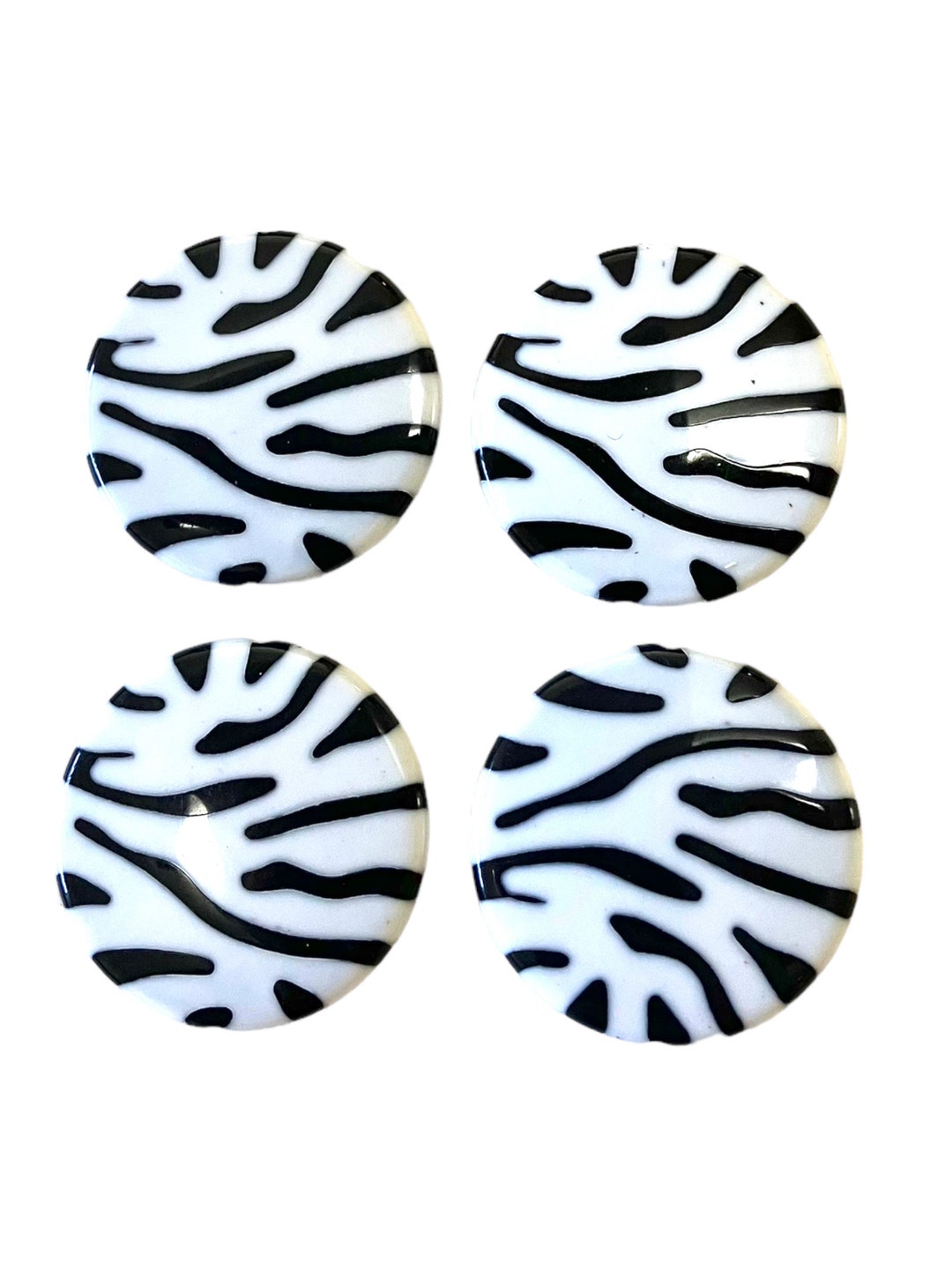 4 Zebra Focal Beads Black and White Disc Coin Bead 38mm Jewelry Making ...