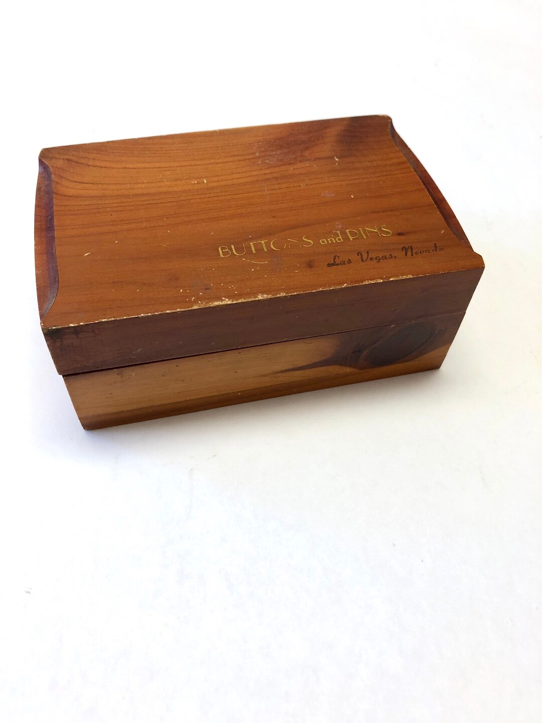 Vintage Button Box Cedar Keepsake Box Las Vegas Nevada Souvenir Small ...