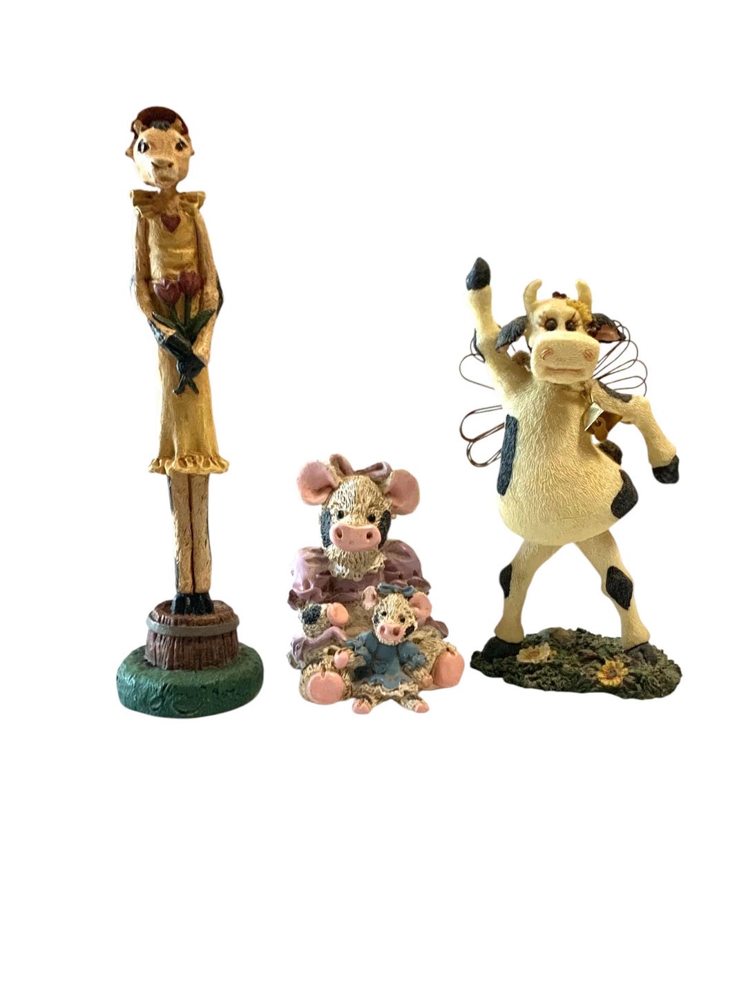 Jim Shore 1992 Cow Pencil Figurine Suzi 94 Cow Mama Child Boyds Holy ...