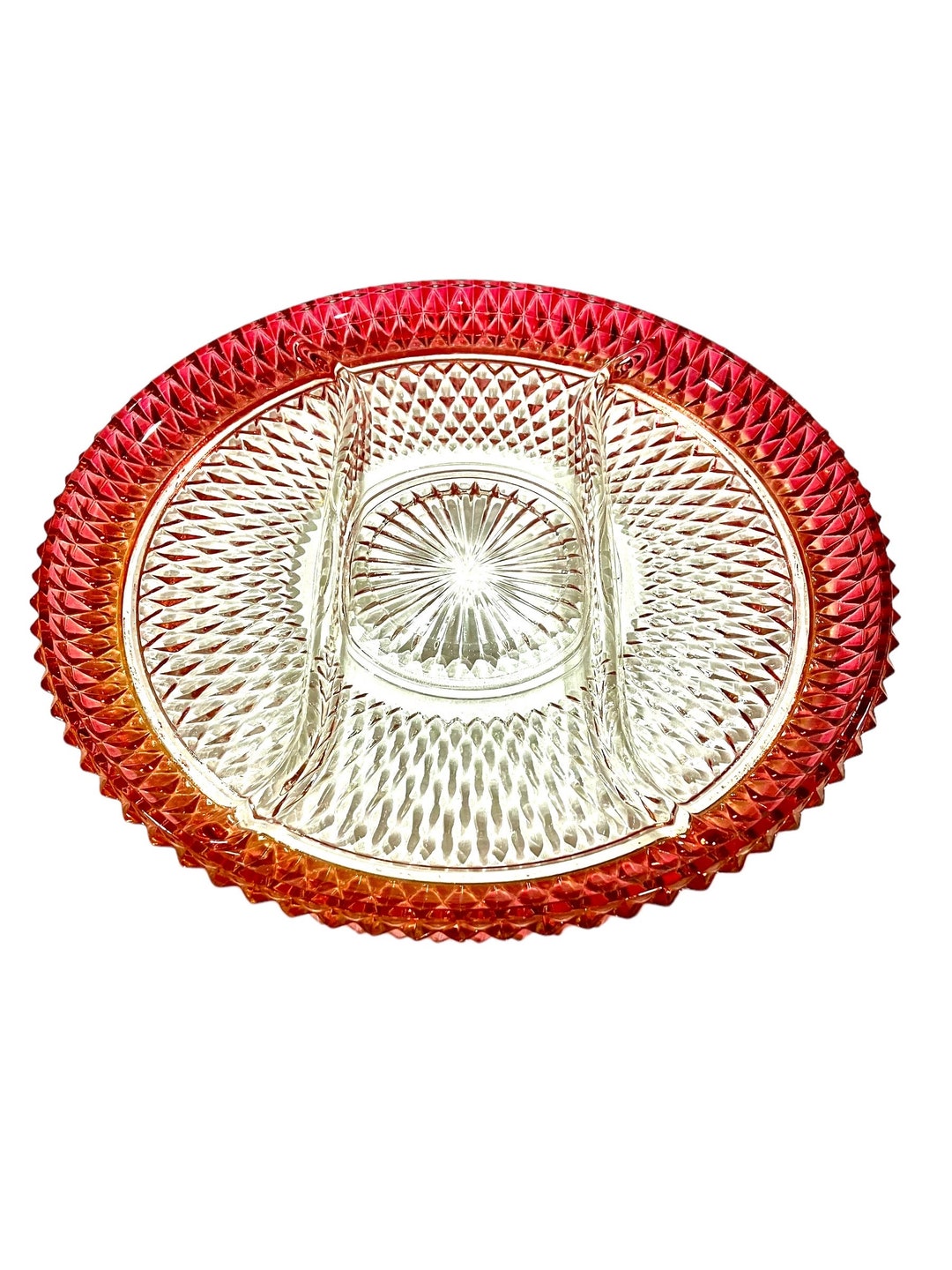 Ruby Flash Diamond Point Divided Serving Plate 12 Divided Platter ...