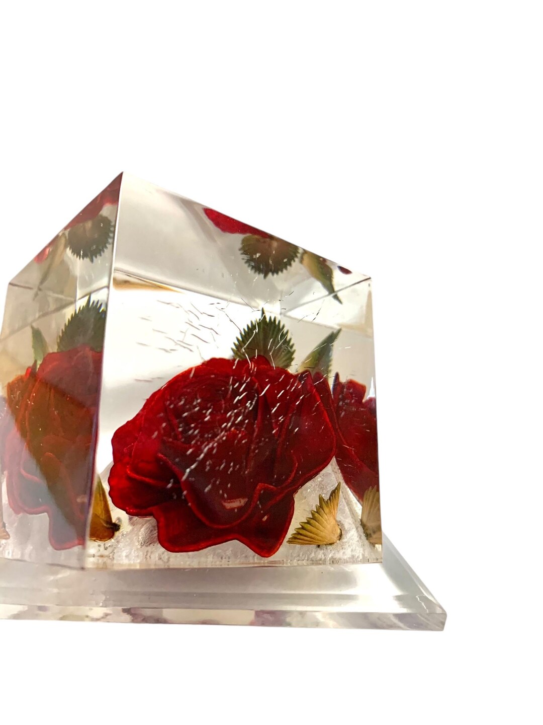 Vintage Bircraft Lucite Rose Paperweight Huntington Indiana - Etsy