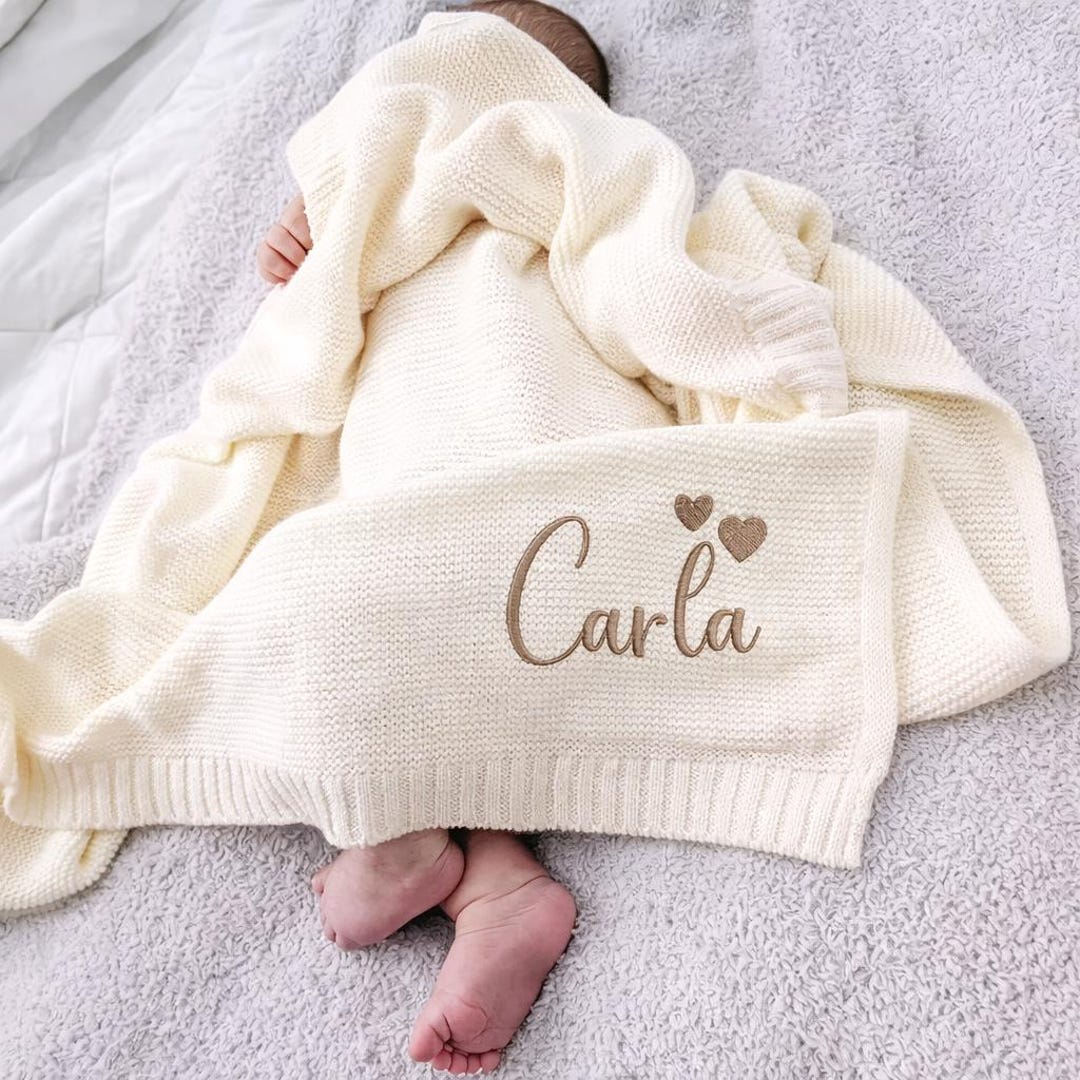 Personalized Embroidered Baby Blanket, Custom Name Keepsake, Polyester ...