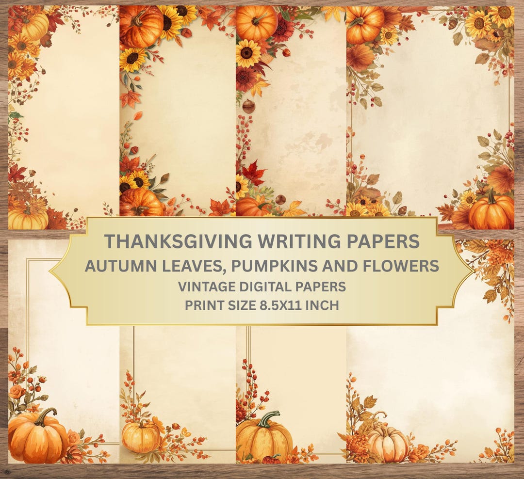 Thanksgiving Writing Paper | Autumn Leaves & Pumpkins Printable | Fall ...